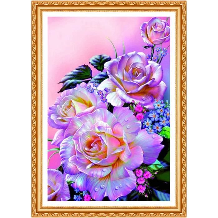 Peinture Diamant Fleur De Pivoine Violette,Peinture Numero Adulte,5D ...