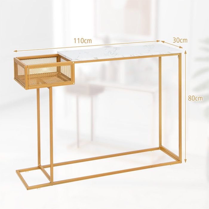 DREAMADE Table Console avec panier de rangement, Coussinets de Pieds ...