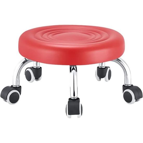 Tabouret Bas Roulant avec escabeau à roulettes - WEYE - Rouge - Pour ...