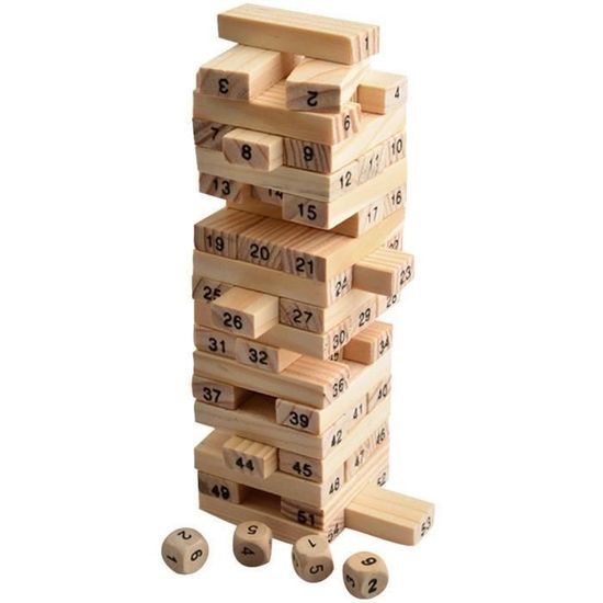 Jeu Emboîtement Tour - 51pcs Jenga Classic en bois Formes À Trier Et À ...