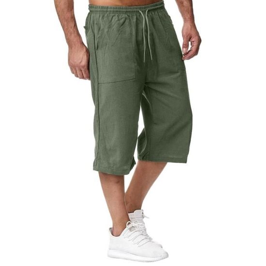 SHORT Shorts et Bermuda Homme Court Homme Été Coton Lin Short Taille ...