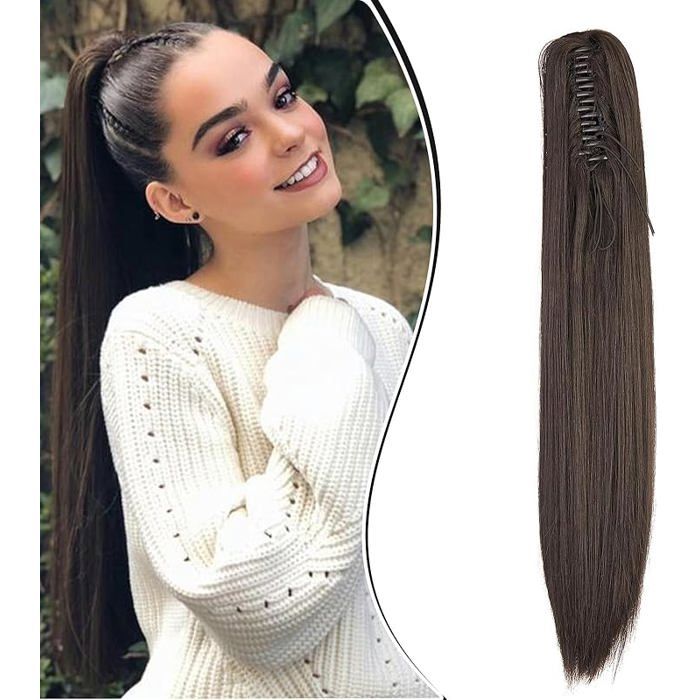 Postiche Queue de Cheval Extension Ponytail Cheveux Naturel Lisse 50cm ...