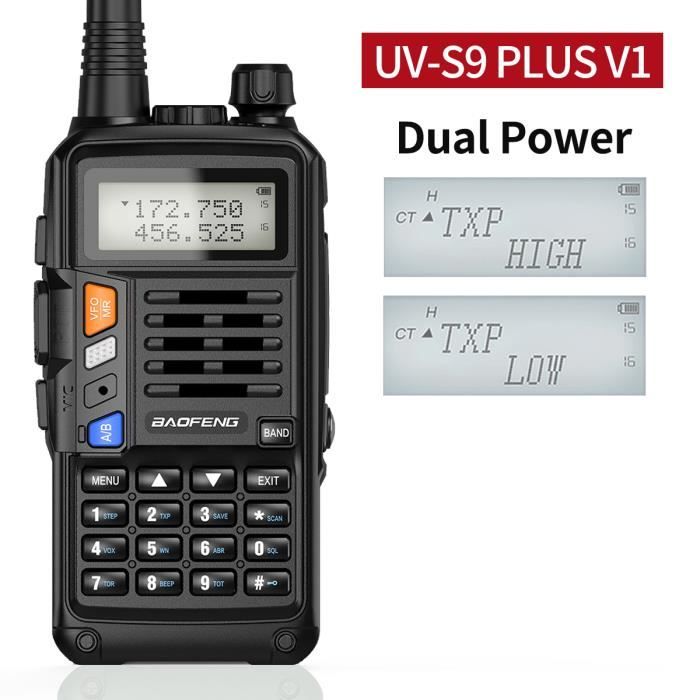 Noir V1-2023 Baofeng UV-S9 PLUS V2 Professionnel 10W Amélioré De UV-5R Walperforé Talkie Longue ...
