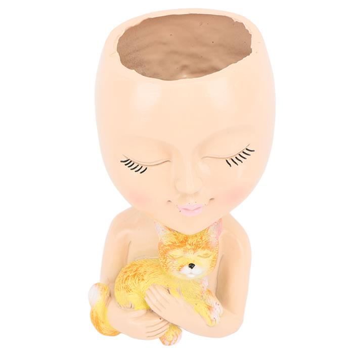 Jardinière de tête de fille | Pot de fleurs drle de visage, jardinière ...