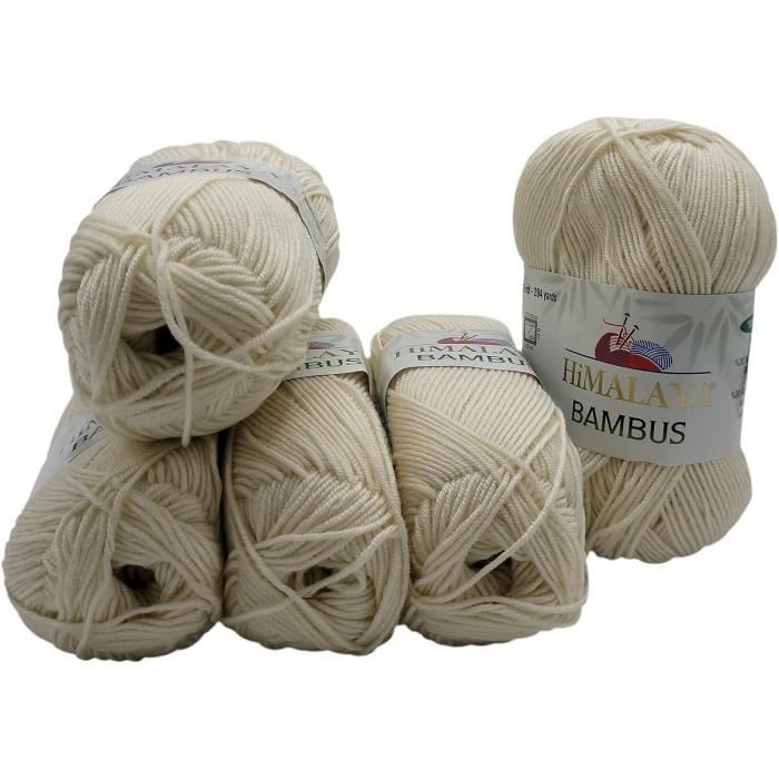 Himalaya Lot De 5 Pelotes De Fil À Tricoter En Bambou Uni De 100 G De ...