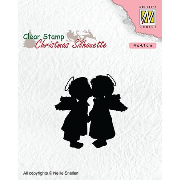 Tampon transparent Christmas silhouette 'Two kissing angels' de Nellie ...
