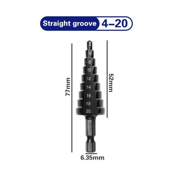 Foret-meche,jeu de forets étagés,revêtu de titane,à rainure droite,pagode,cône étagé,outil ...
