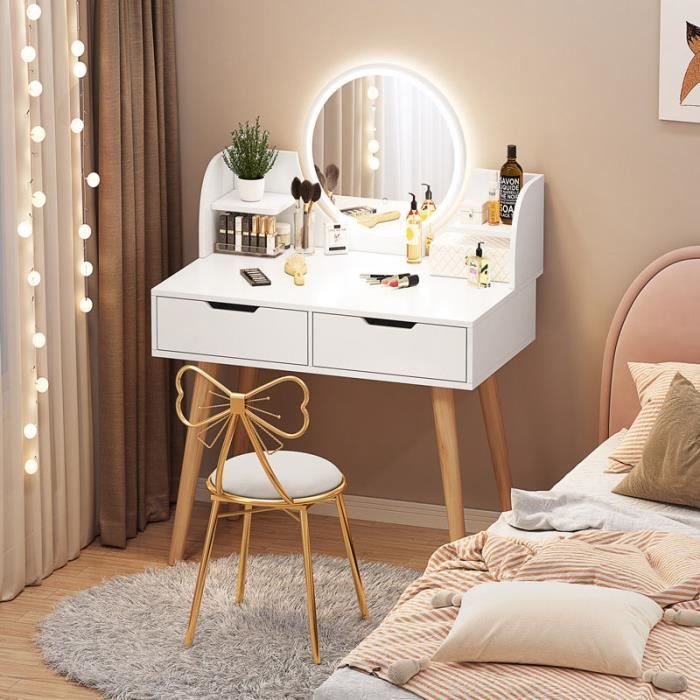 Coiffeuse, Table De Maquillage 60 x 40 x 119 cm avec Mirror lumière LED ...