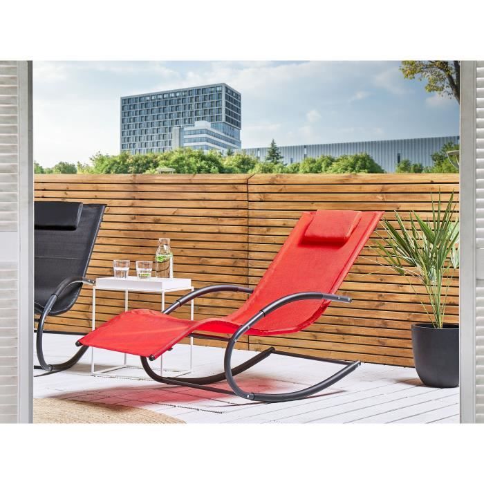 Transat à bascule rouge CARANO II - Cdiscount Jardin