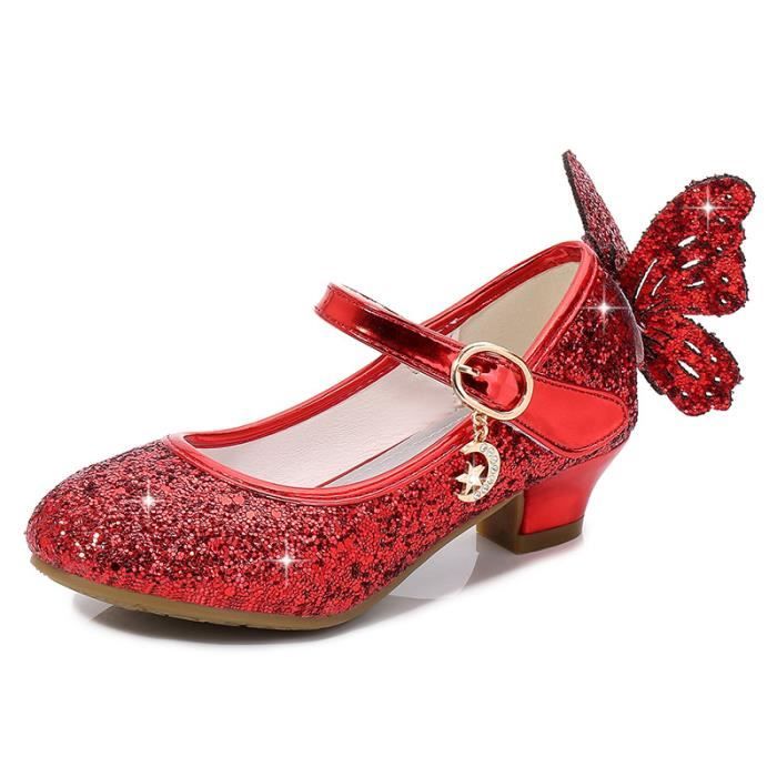 Sandales Filles Princesse INSFITY - Chaussures Paillettes Rouge ...
