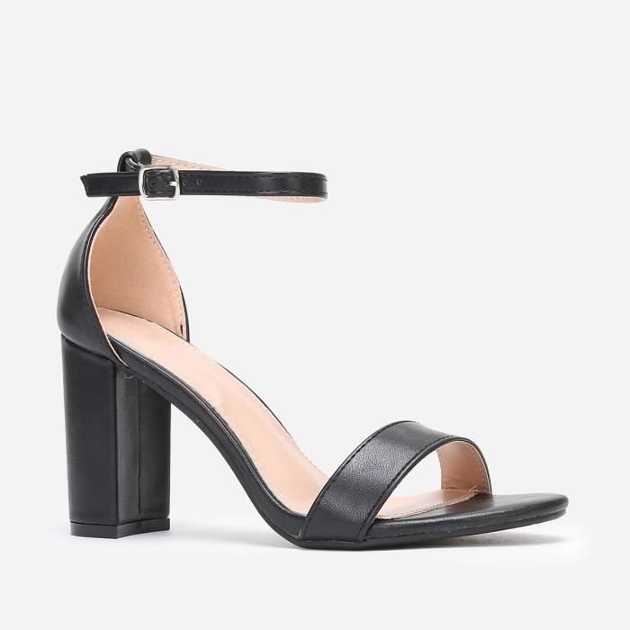 Sandales - LA MODEUSE - Talon carré - Bride ajustable - Noir Noir ...