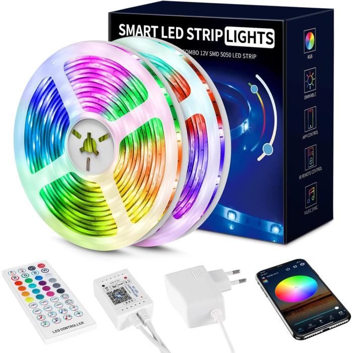 Ruban Led 20M, Bande Led 5050 Rgb, Led Ruban Lumineuse Flexible Multicolore Avec Télécommande 40 ...