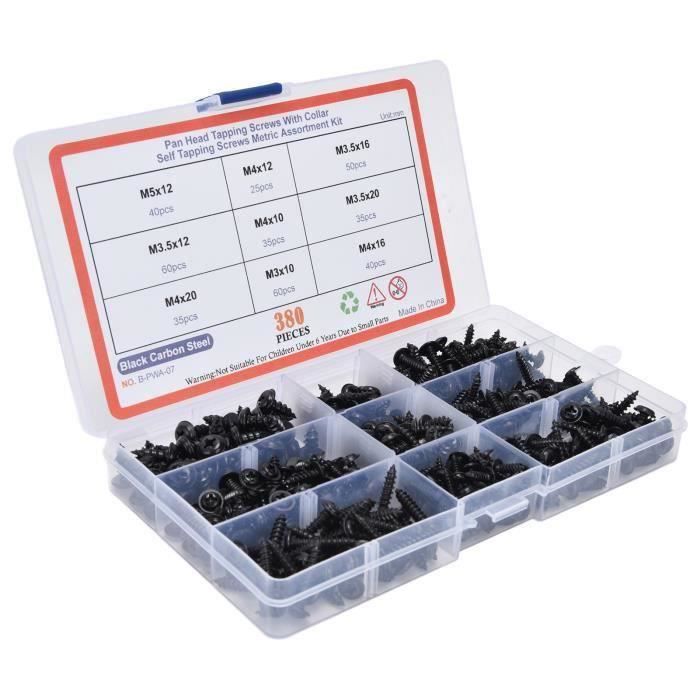 Yongme-Qiilu vis autotaraudeuse à tête ronde 380 pièces Kit de vis ...