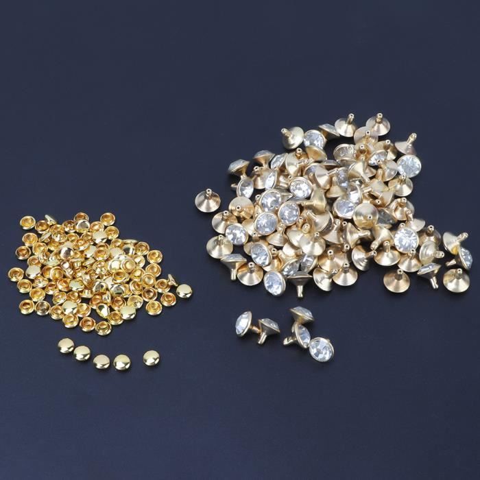 Tbest Rivet de vêtement 100pcs10mm métal strass Rivets goujons pointes ...