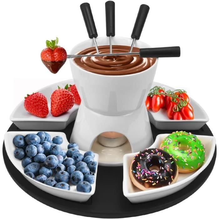 11 Pcs Service Fondue Chocolat En Céramique Mini Fondue Chocolat Bougie ...