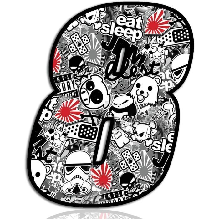 ® 1 X Pvc Autocollant Dc Sticker Bomb Bombsticker Départ Numéro 8 ...