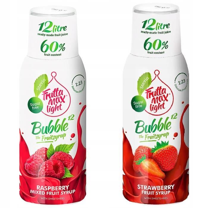 Sirop fruité - FruttaMax - Framboise et Fraise Light 500ml x2 - Sans ...