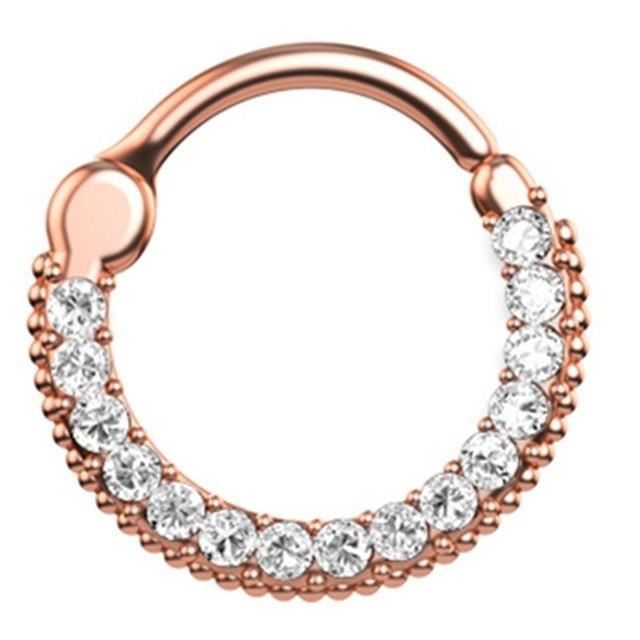Piercing au nez,2418REGD--Anneau de nez 16G en acier inoxydable cristal ...