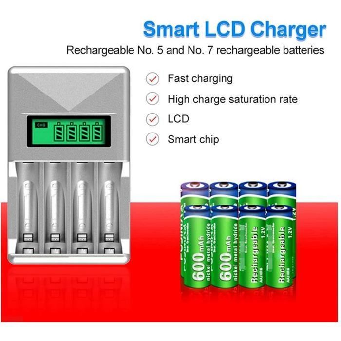 Kasu chargeur de batterie lcd affichage avec 4 emplacements smart ...