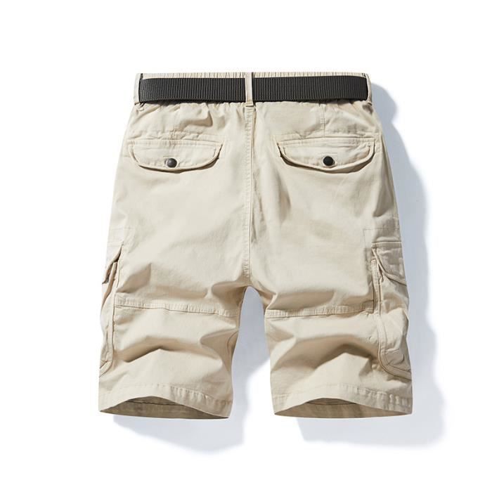 Short Cargo Multipoches Homme Coupe Droite Casual Short Ete Coton ...