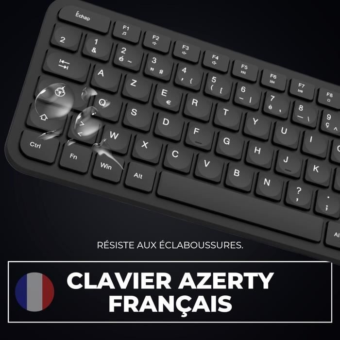 Clavier Slim Sans-Fil, Récepteur 2.4 Ghz, Extra-Fin, Clavier Français ...