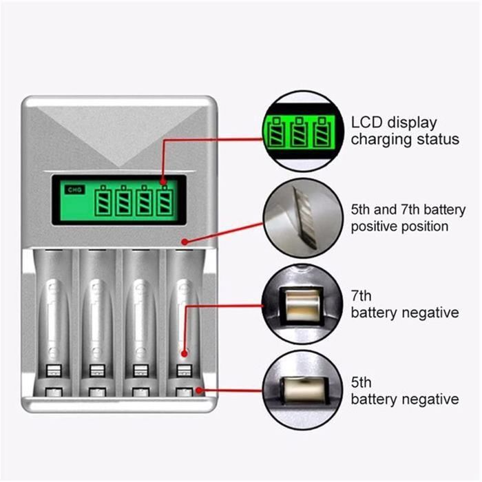 Kasu chargeur de batterie lcd affichage avec 4 emplacements smart ...