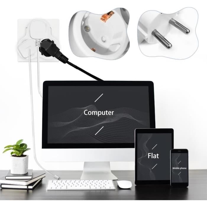 2 Pièces Triangle Multiprise Murale 3 Prises Adaptateur De Prise 3 En 1 ...