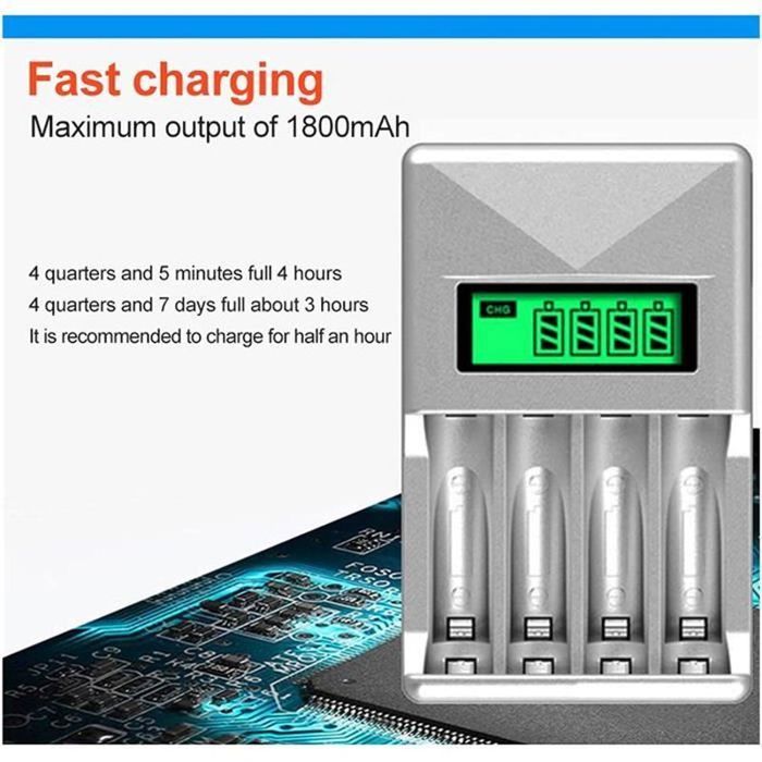 Kasu chargeur de batterie lcd affichage avec 4 emplacements smart ...