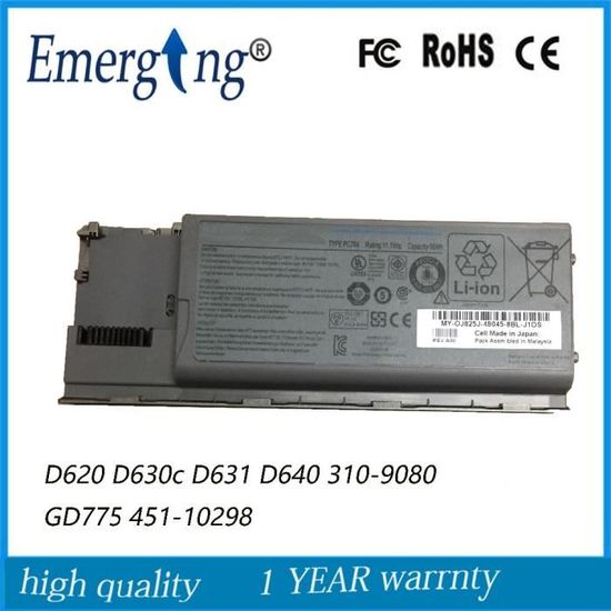 56 WH-Batterie d'ordinateur portable pour Dell Latitude, 11.1V, D620 ...