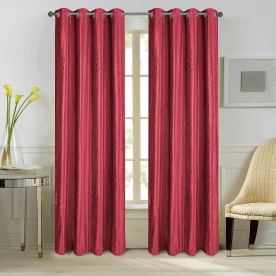 Paires de rideaux occultant Côme velours - rouge - Dimensions ...