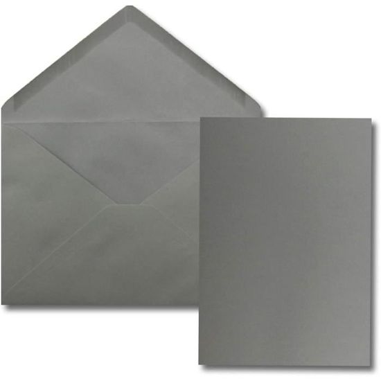 Lot De 100 Cartes Simples Avec Enveloppes Din A6-C6 En Graphite Gris ...