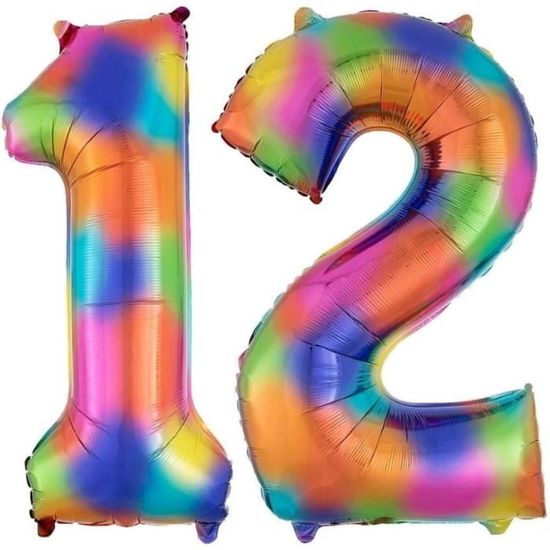 Ballon 12 Ans Arcen-Ciel Xxl - Ballon Anniversaire 12 Ans Decoration ...