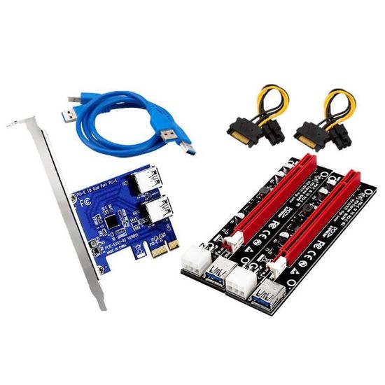 Carte Riser PCI E 1 à 2 Ports USB3.0 Carte Riser PCI Express 1X avec ...