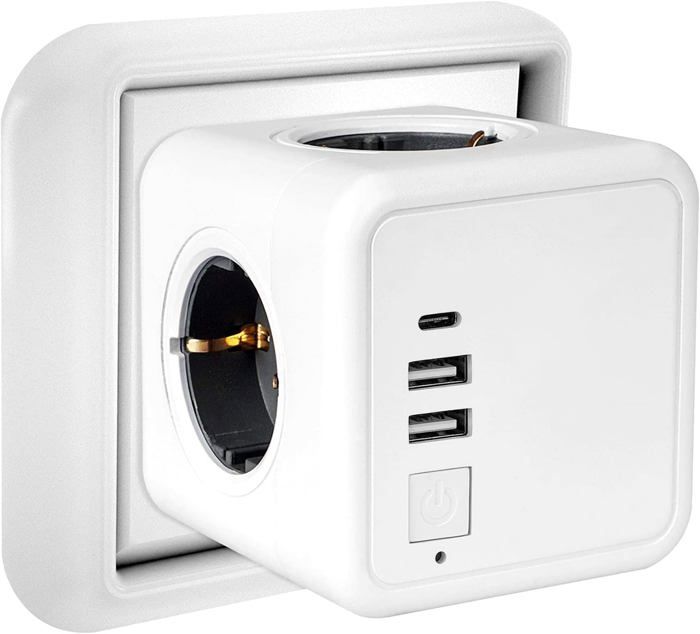 Prise Usb Multiple, Multiprise Murale Cube 4 Prises Avec 3 Usb Secteur, 7 En 1 Bloc Multiprises ...