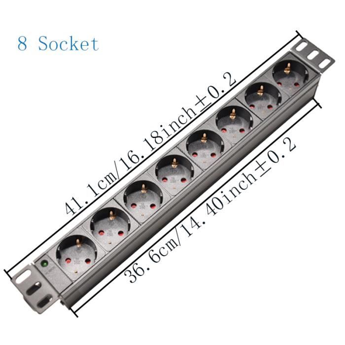 8 prises-Fil UE Plug 2M--Bloc multiprise PDU, 2-3-4-5-6-7-8-9-10 voies ...