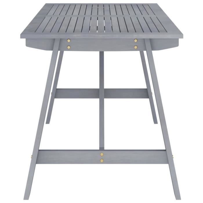 Akozon Table à dîner de jardin Gris 140x70x73,5cm Bois d'acacia massif ...