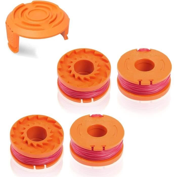 Lot de 4 Bobine de Fil Rechange pour Worx WA0010 Coupe Bordures, Compatible avec Worx WG180 ...