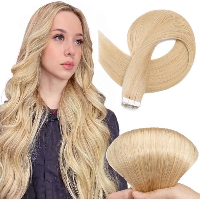 Extensions Adhesives Cheveux Naturel Blond Platine Extension Adhesive ...