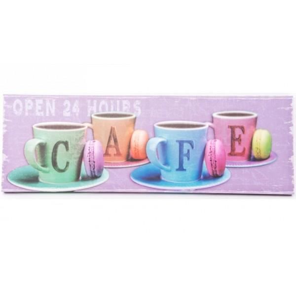 Tableau toile - cadre Tasse et Macaron - 90 x 30 cm - Cdiscount Maison