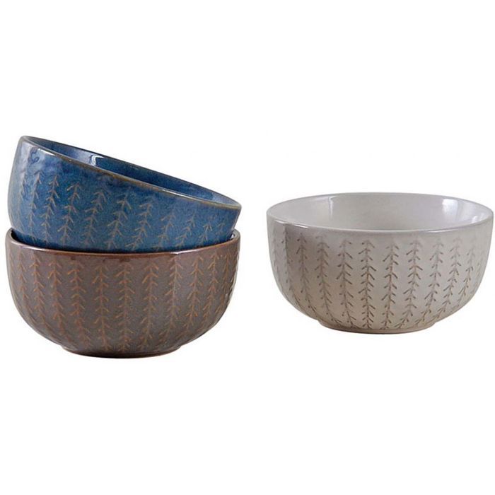 Bols classiques en grès - Chevrons - Lot de 3 - Contenance 520ml ...