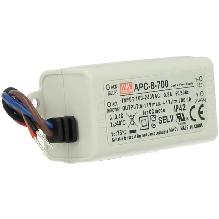 Led Driver CC APC-8-700 Trasformatore 700mA 6V-11V DC 8W Corrente ...