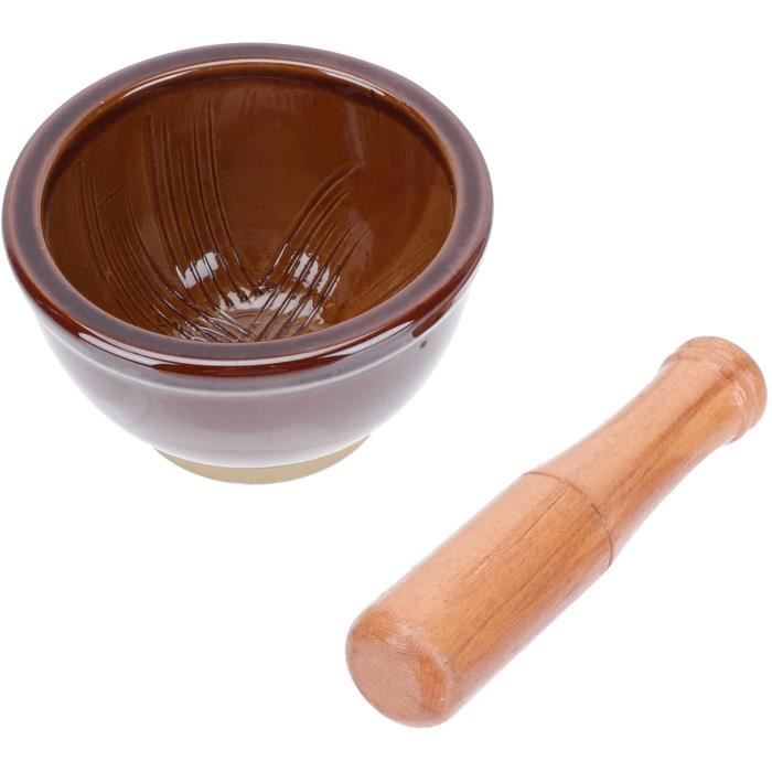 1 Ensemble Mortier Et Pilon Set en Bois Pilon Pilon Mortier Manuel Ail ...