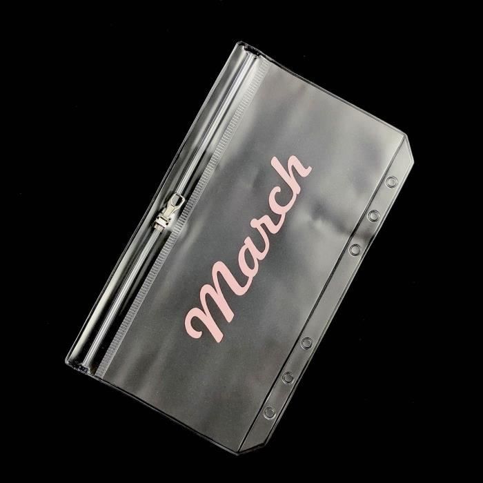 A6 - Mars - Month Cash Planner Binder Pockets Pvc Loose Leaf Bag Zipper ...