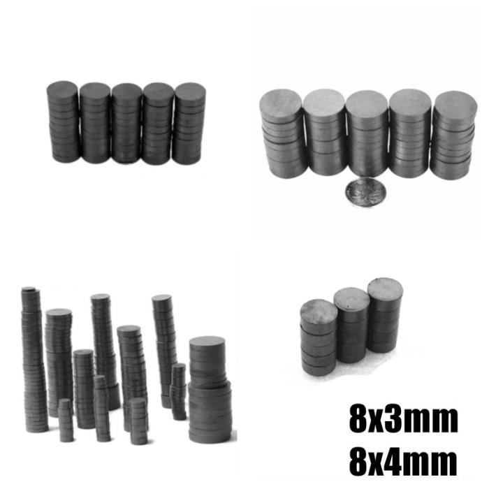 10 pièces (8X3) - Petit aimant rond noir Aimant en ferrite pour ...