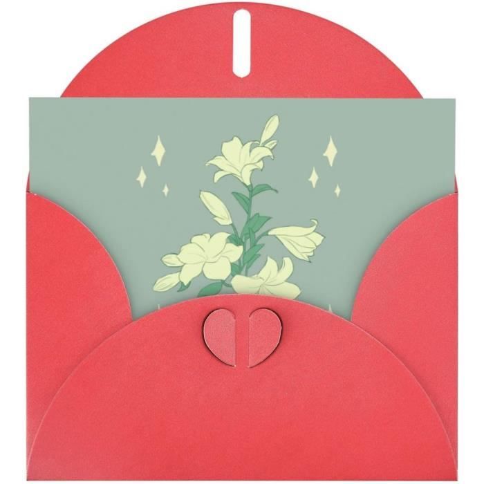Cartes De Vacances En Papier Nacré Rouge Avec Lys Blancs : Convient ...