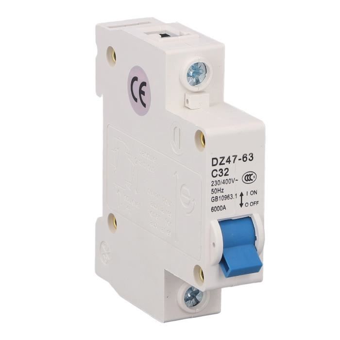 HURRISE Mini disjoncteur Disjoncteur 1P MCB DIN Rail Mount 6000A Capacité de rupture 230V 400V ...