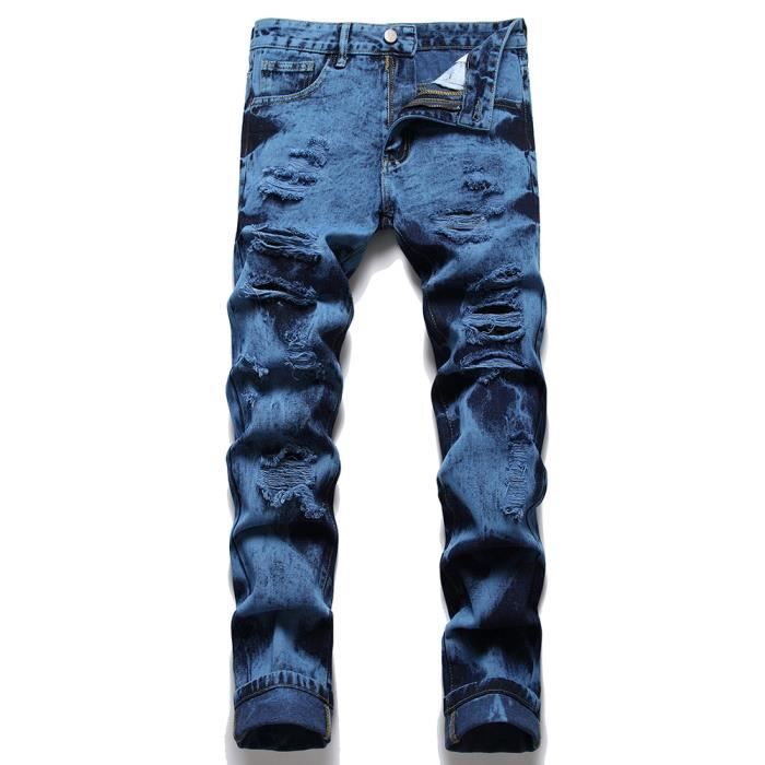 Jean Homme Casual 5 poches Coton Fashion Coupe Droite Taille moyenne ...