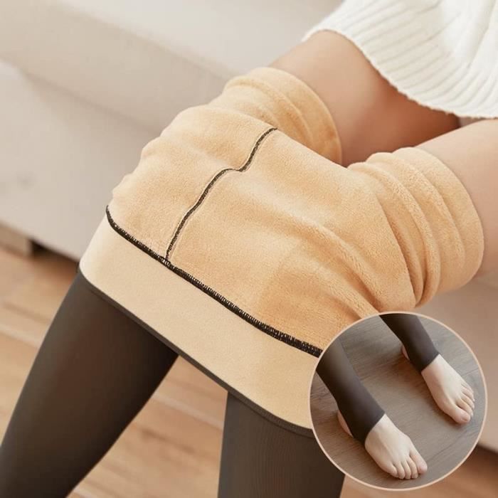 Collants pour Femmes Grande Taille Collant en Polaires Chaud Faux Translucide Collants Super ...