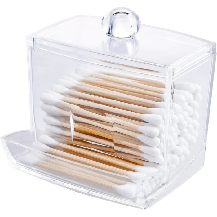 Porte Coton Tige en Acrylique Transparent avec Couvercle, Distributeur ...
