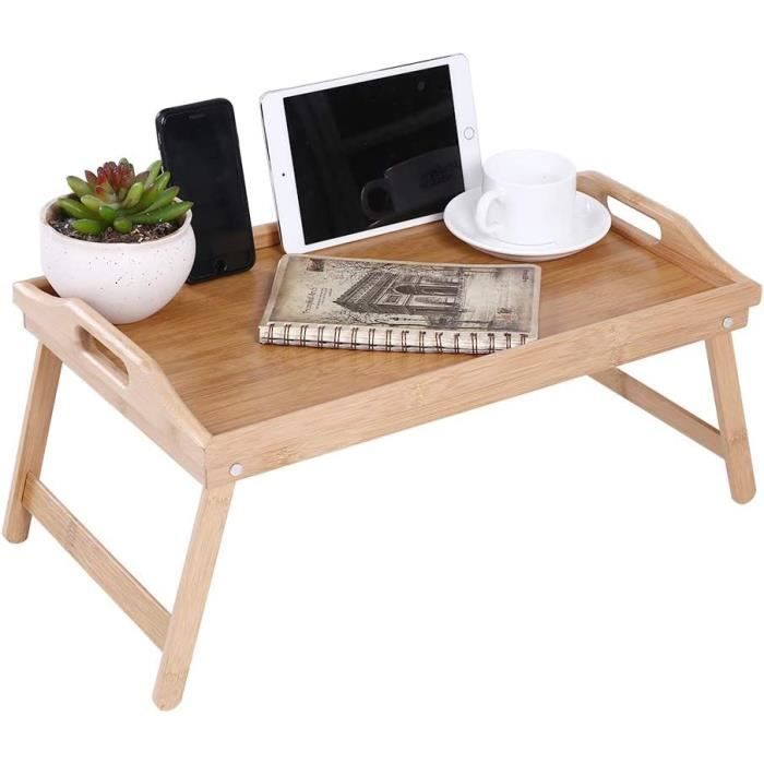 KKTONER Plateau de lit Plateau Petit déjeuner eambou avec Pieds ...
